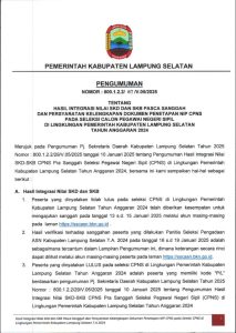 HASIL INTEGRASI NILAI SKD DAN SKB PASCA SANGGAH DAN PERSYARATAN KELENGKAPAN DOKUMEN PENETAPAN ...